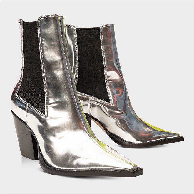 Bota Western Couro Metalizado Silver